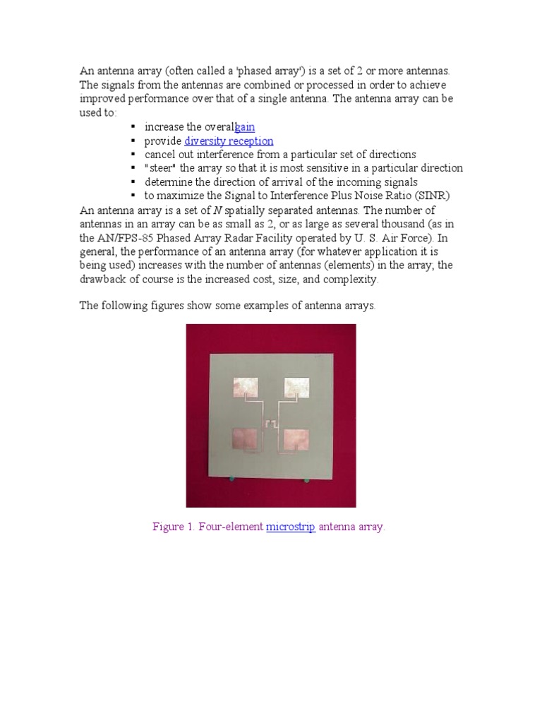 Gain Diversity Reception: Figure 1. Four-Element Antenna Array | PDF | Antenna (Radio) | Matrix ...