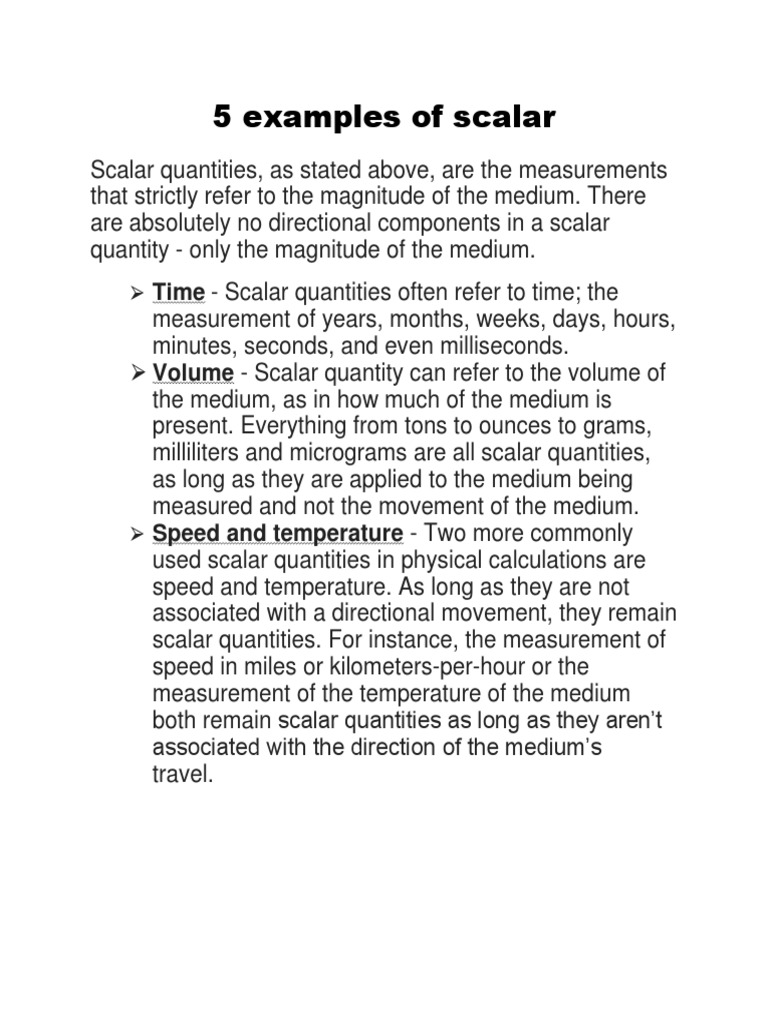 5 Examples of Scalar | PDF