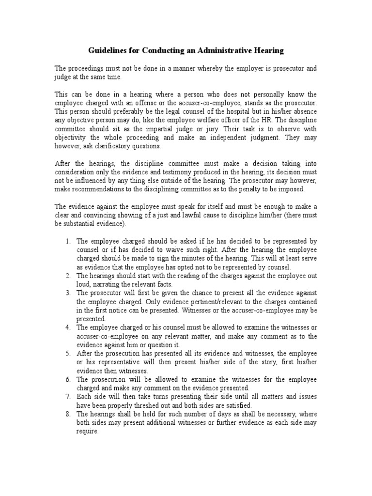 Conducting Administrative Hearings Guidelines | PDF | Prosecutor ...