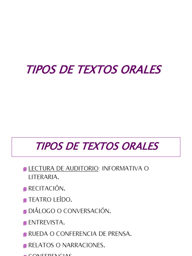 Tipos de Textos Orales | PDF | Narrativa