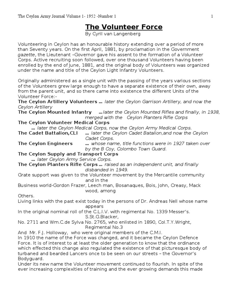 The Ceylon Volunteer Force | Download Free PDF | Corps | Army