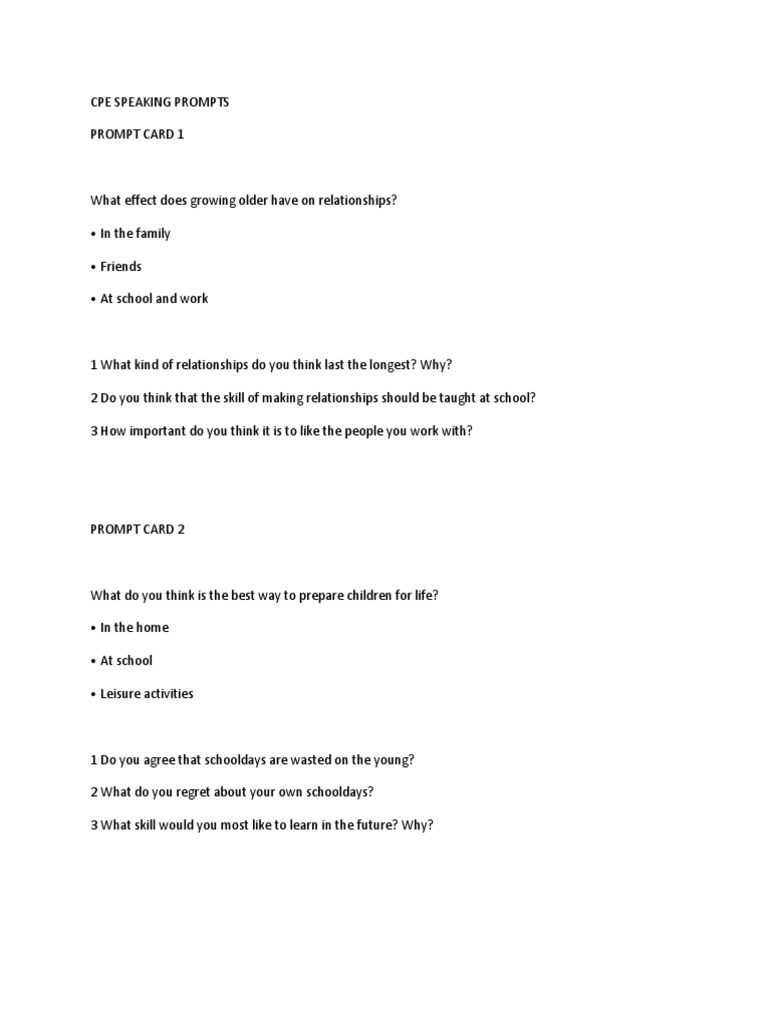 CPE Cards Speaking | PDF | Contentment | Advertising