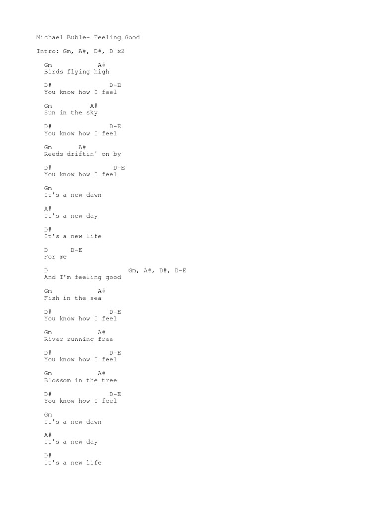 Feeling Good Chords | PDF
