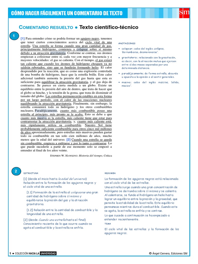 Comentario Texto Científico-Técnico | Estrellas | Gases