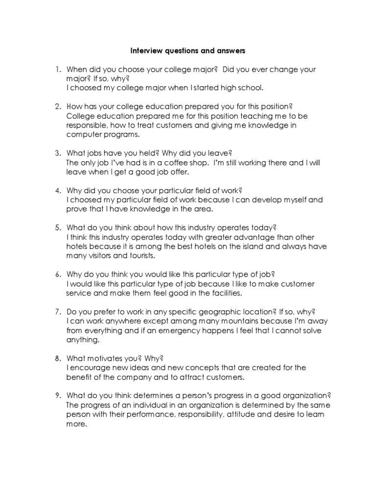 Interview Questions and Answers | PDF | Interview | Higher Education