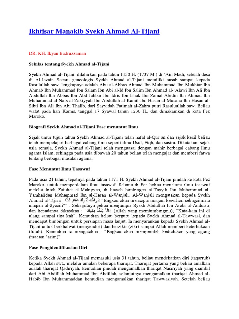 Ikhtisar Manakib Syekh Ahmad | PDF | Agama & Spiritualitas