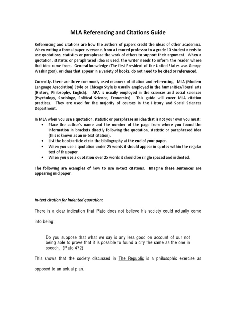 Mla Referencing and Citations Guide | PDF | Citation | Academia