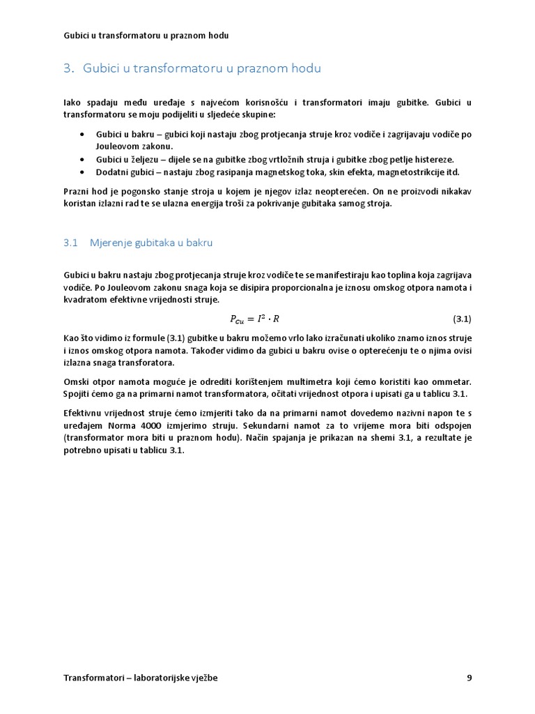 Laboratorijska Vjezba Transformatori | PDF