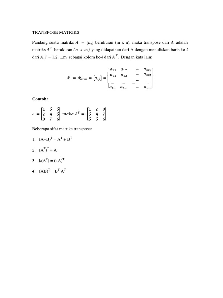 Transpose Matriks | PDF