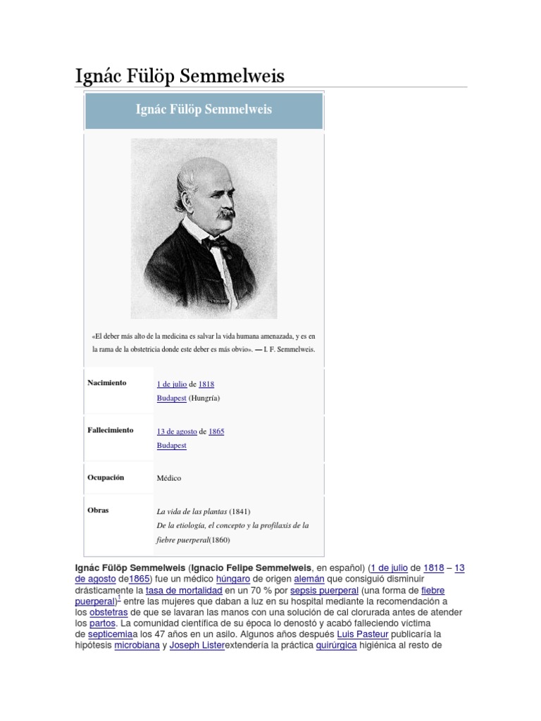 Informacion de Semmelweis | PDF | Cuidado de la salud | Medicina