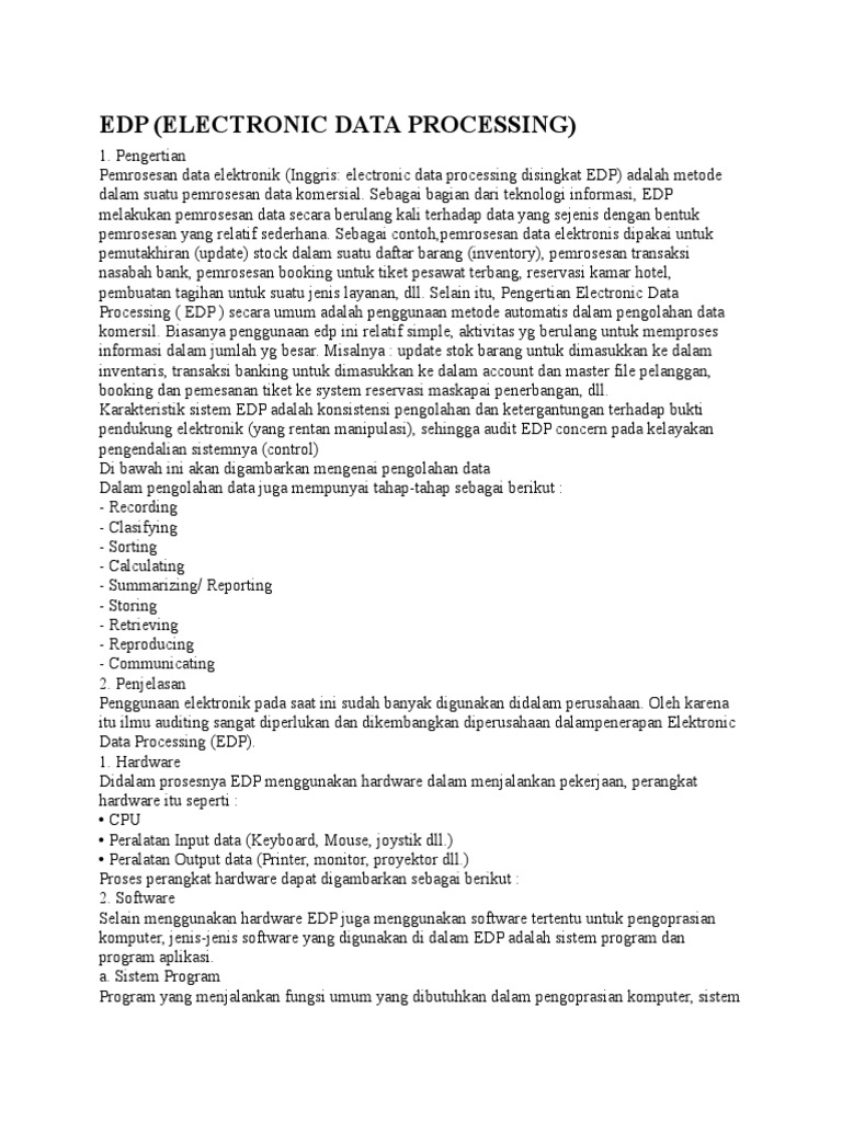 Edp (Electronic Data Processing) | PDF | Komputer