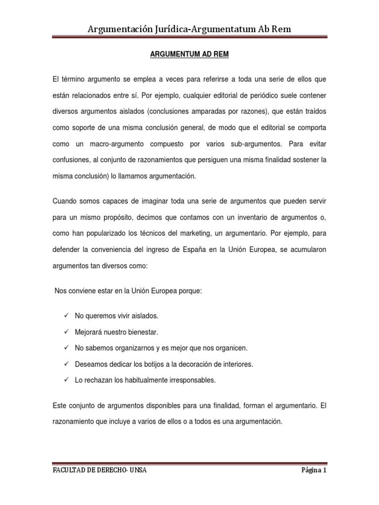 Argumentos Ad Rem en Derecho | PDF | Epistemología | Lógica