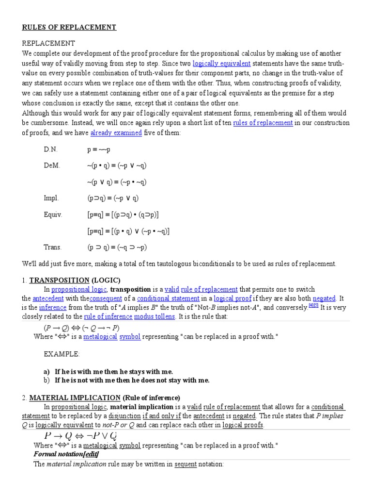 Rules of Replacement Final Print | PDF | Logical Consequence ...