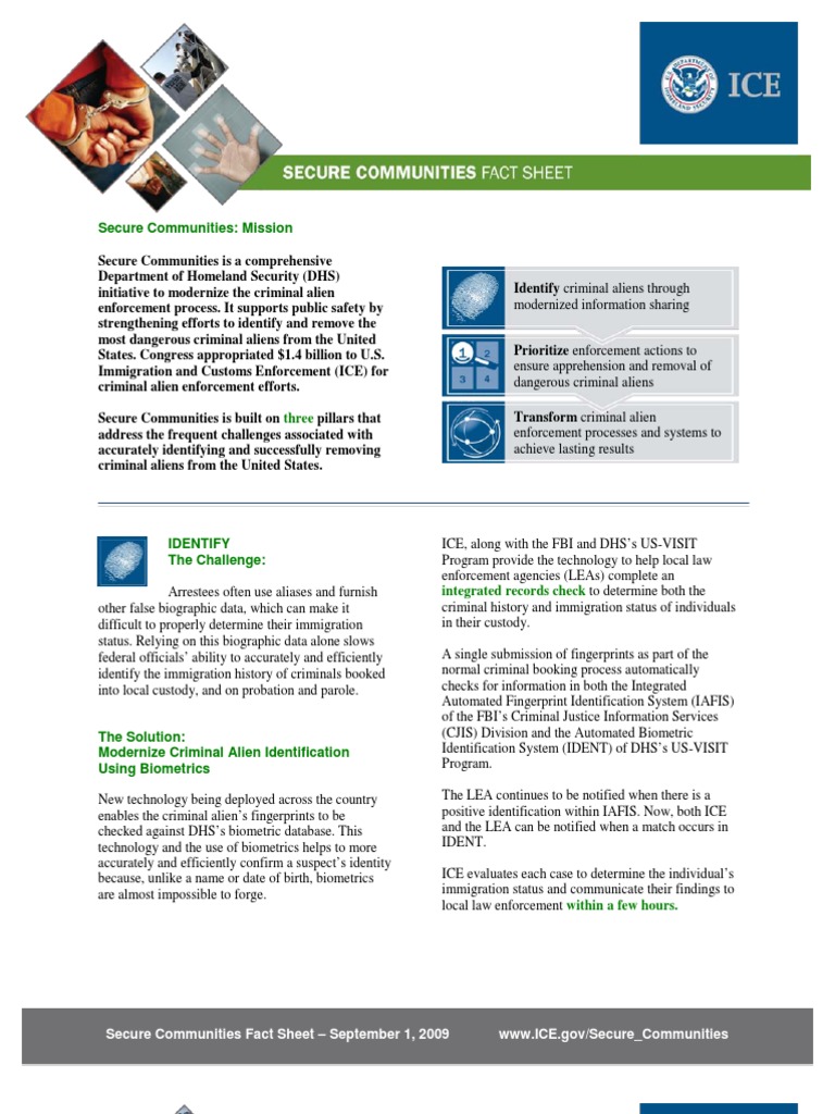 ICE Fact Sheet - Secure Communities (9/1/09) | PDF | U.S. Immigration ...