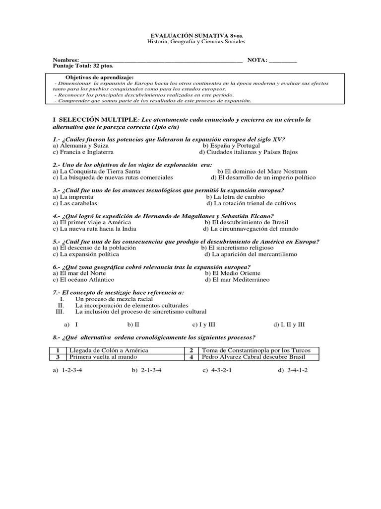Expansión Europea | Exploración de América del Norte | Europa | Prueba ...