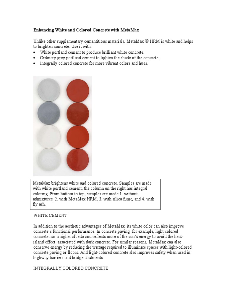 Enhancing White and Colored Concrete With MetaMax | PDF | Concrete ...