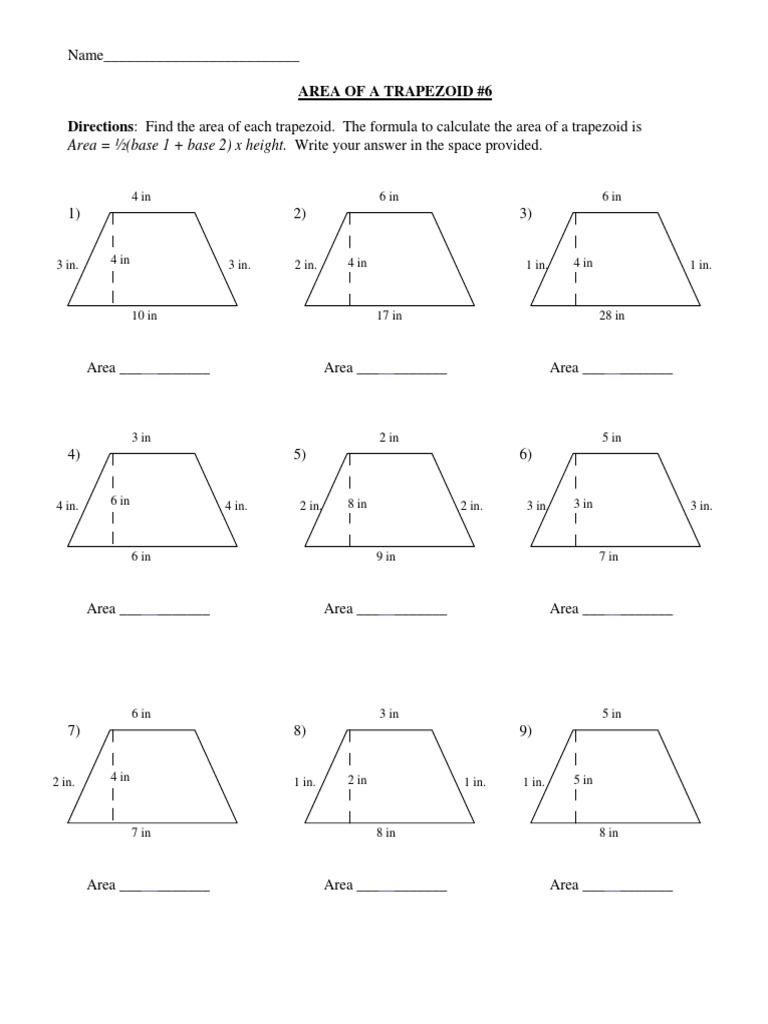 Area of A Trapezoid 6 | PDF