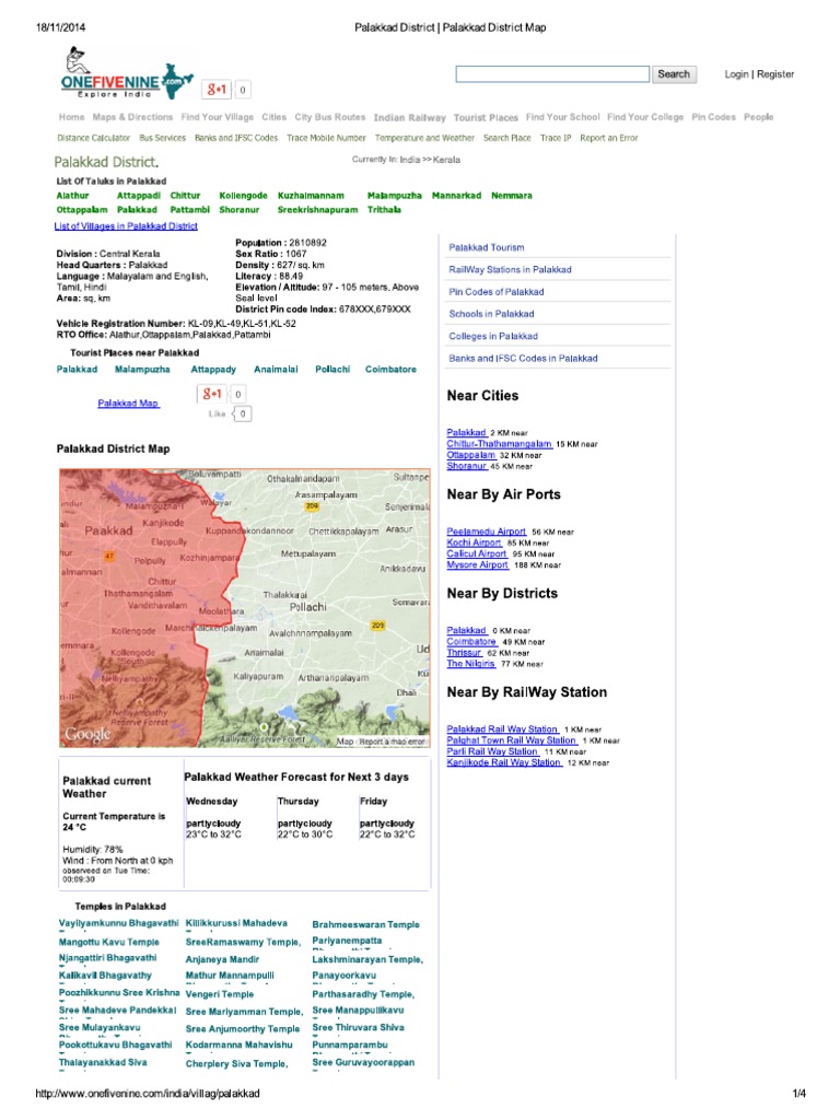 Palakkad District - Palakkad District Map | PDF