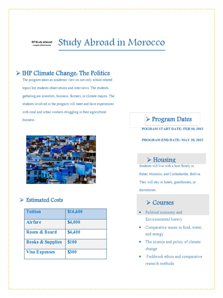 Study Abroad Costs & Courses in Morocco | PDF