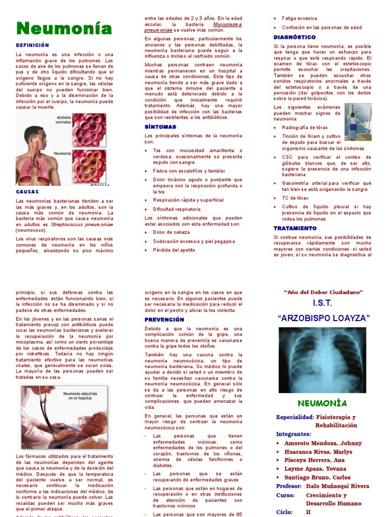Triptico_Neumonía | Neumonía | Microbiología
