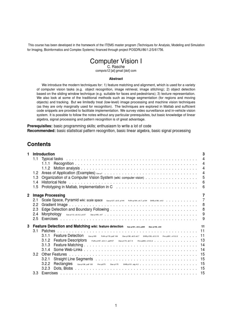 Computer Vision I | PDF | Computer Vision | Image Segmentation