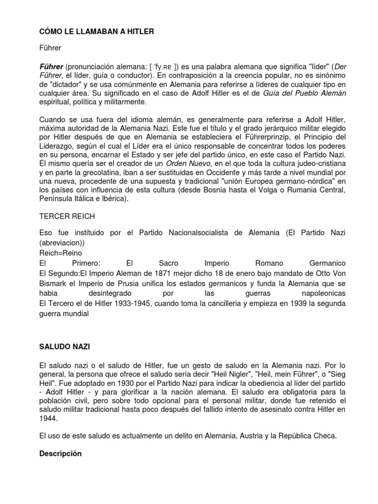 Significado de "Heil Hitler" y su uso | PDF | Alemania nazi | Adolf Hitler