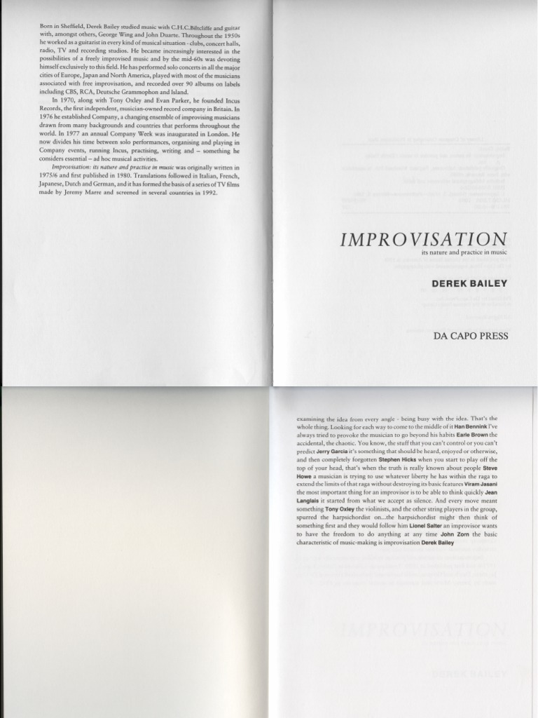 Derek Bailey - Improvisation (1993) | PDF