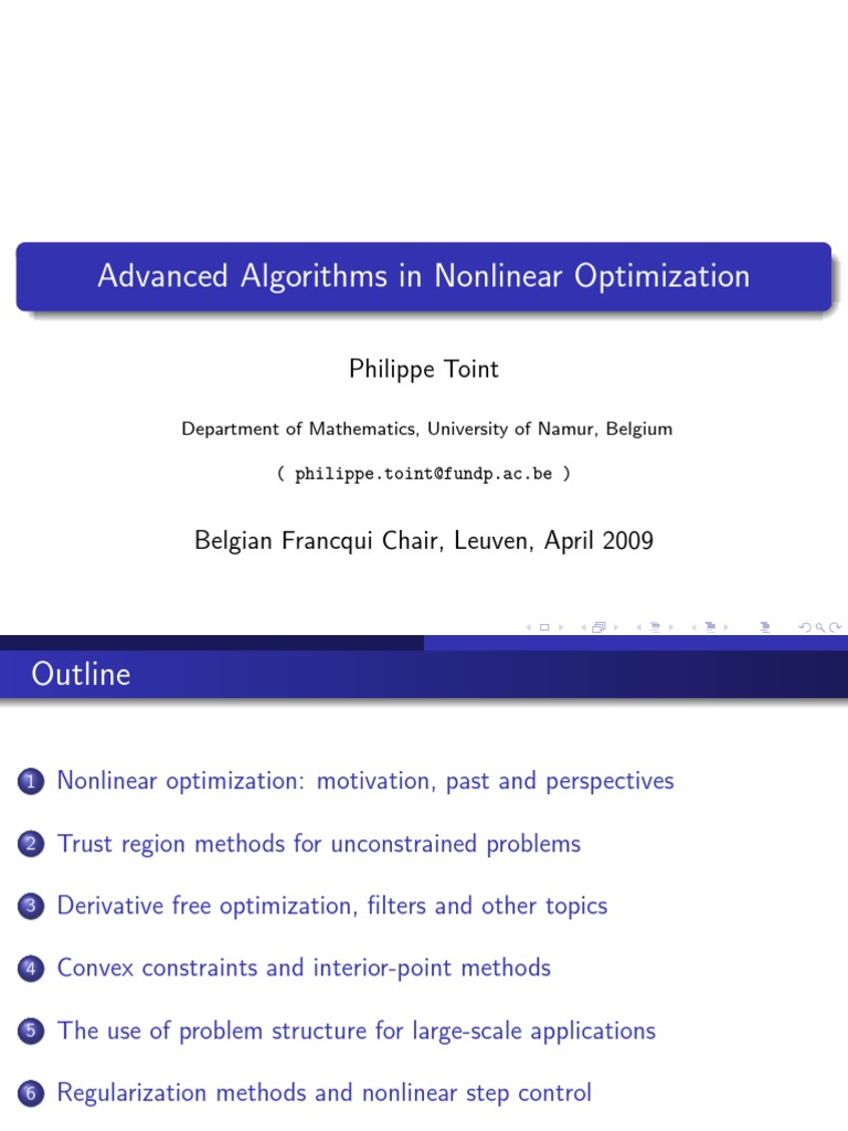 Advanced Algorithms In Nonlinear Optimization Pdf Mathematical Optimization Mathematical