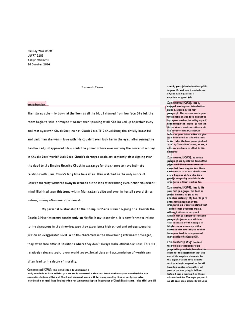 Research Paper Draft Download Free Pdf Gossip Girl Science