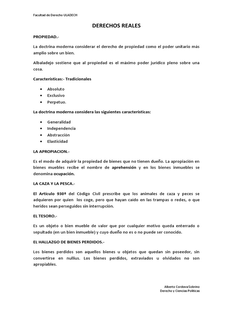 Derechos Reales | PDF | Propiedad | Dominio eminente