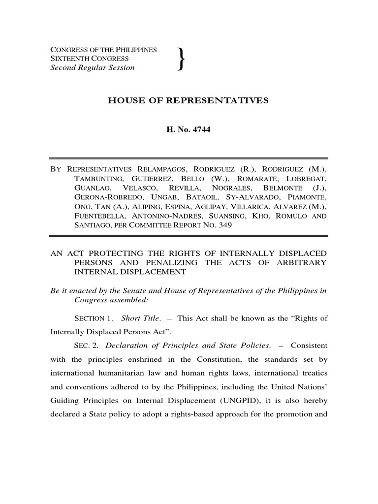 Rights of Internally Displaced Persons Act | PDF | Internally Displaced ...