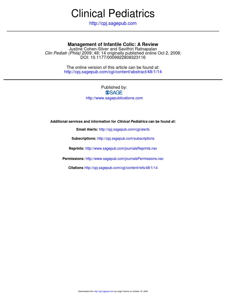Clinical Pediatrics: Management of Infantile Colic: A Review | PDF ...