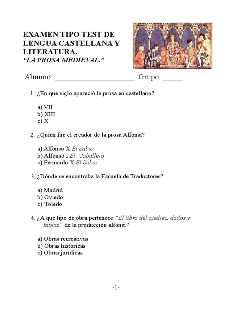 Examen Tipo Test Edad Media | PDF | Poesía
