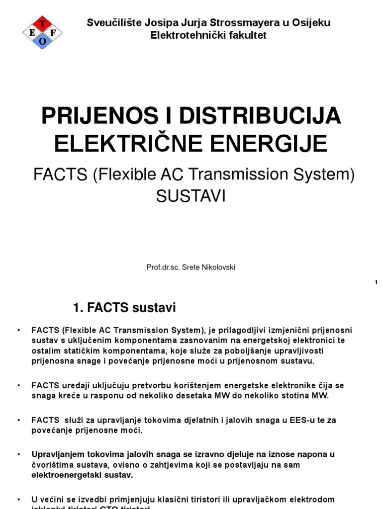 Prijenos I Distribucija FACTS Sustavi | PDF