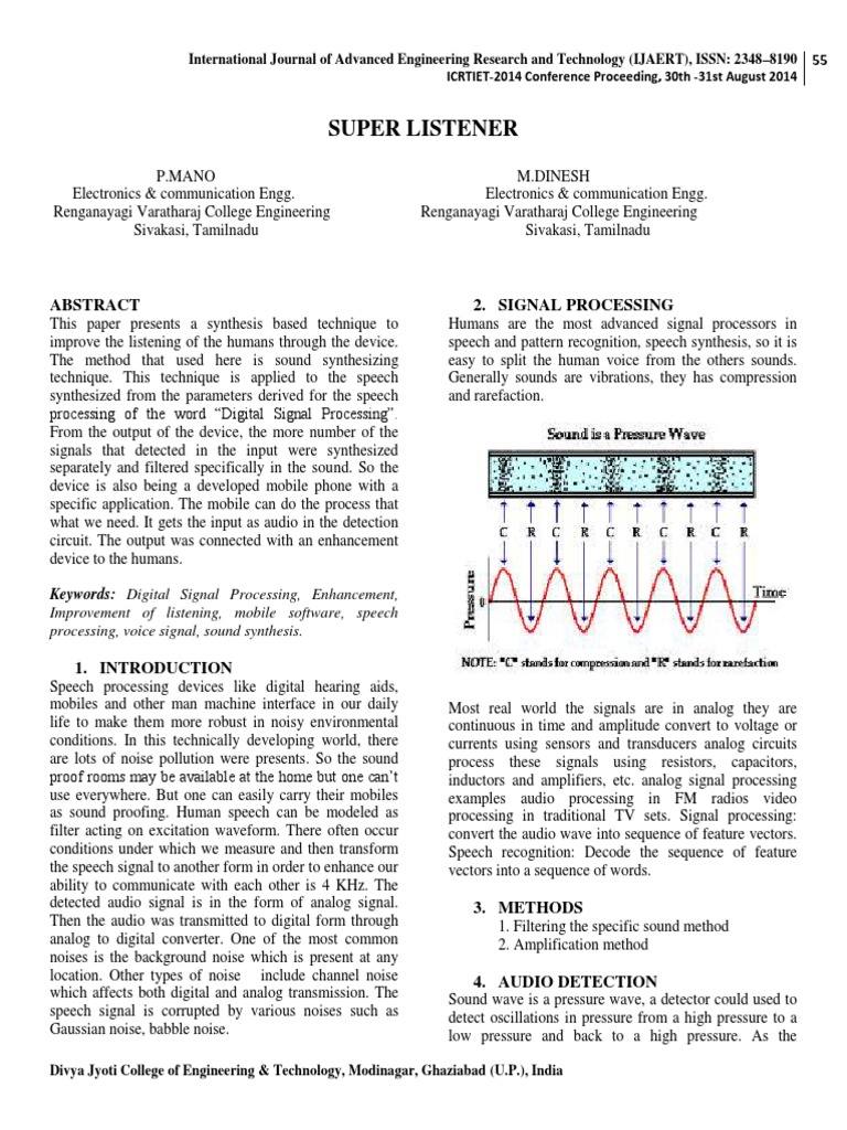 Super Listener: 2. Signal Processing | PDF | Signal (Electrical ...