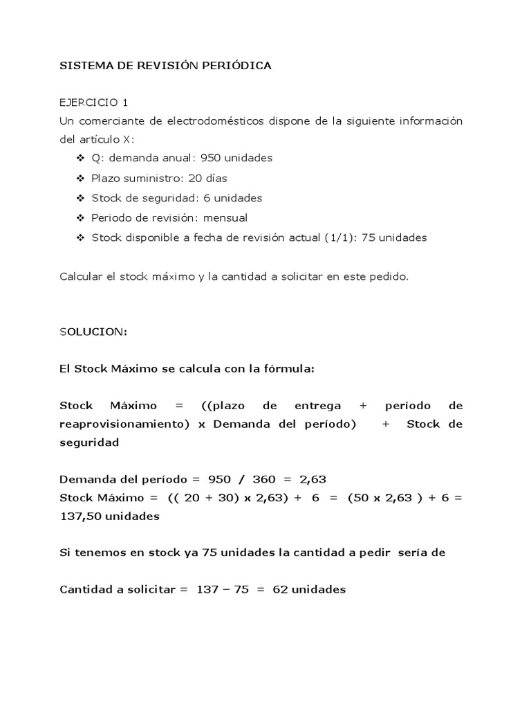 Ejercicios Revisión Periódica | PDF