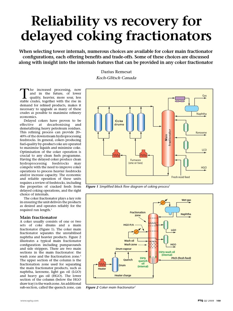 Delayed Coking Fractionators PTQ Q2 2009 | PDF | Coke (Fuel) | Oil Refinery