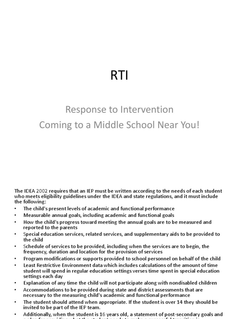 Middle School RTI and IEP Essentials | PDF | Career & Growth