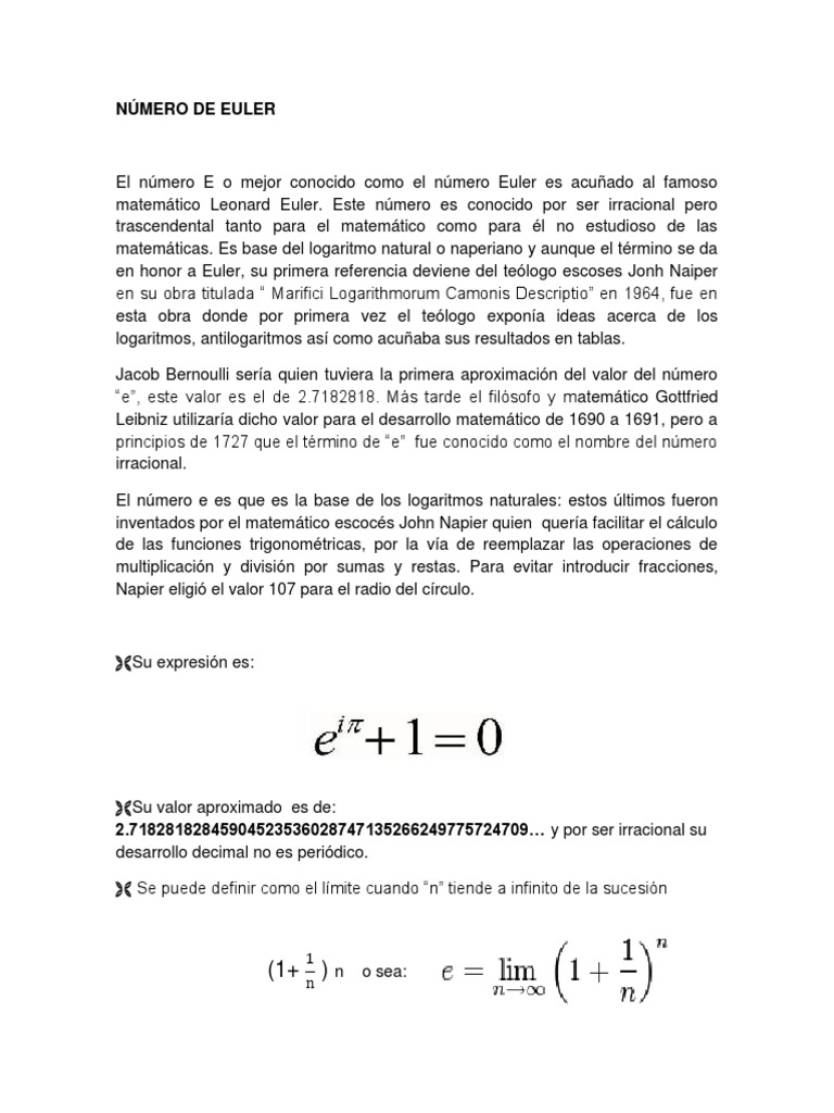 Número de Euler | PDF | Números | Pi