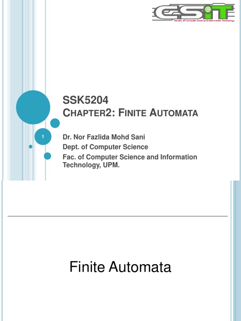 Automata - Chap2+finiteautomata | PDF | Models Of Computation | Computer Science