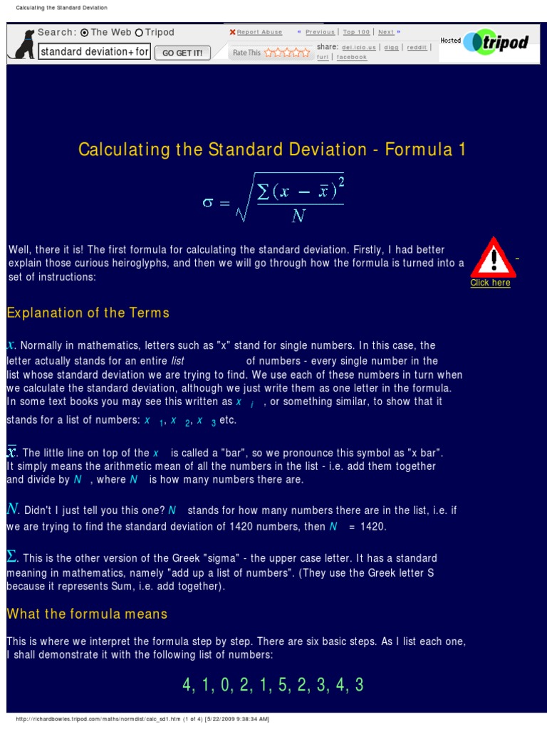 Calculating The Standard Deviation | PDF | Variance | Standard Deviation