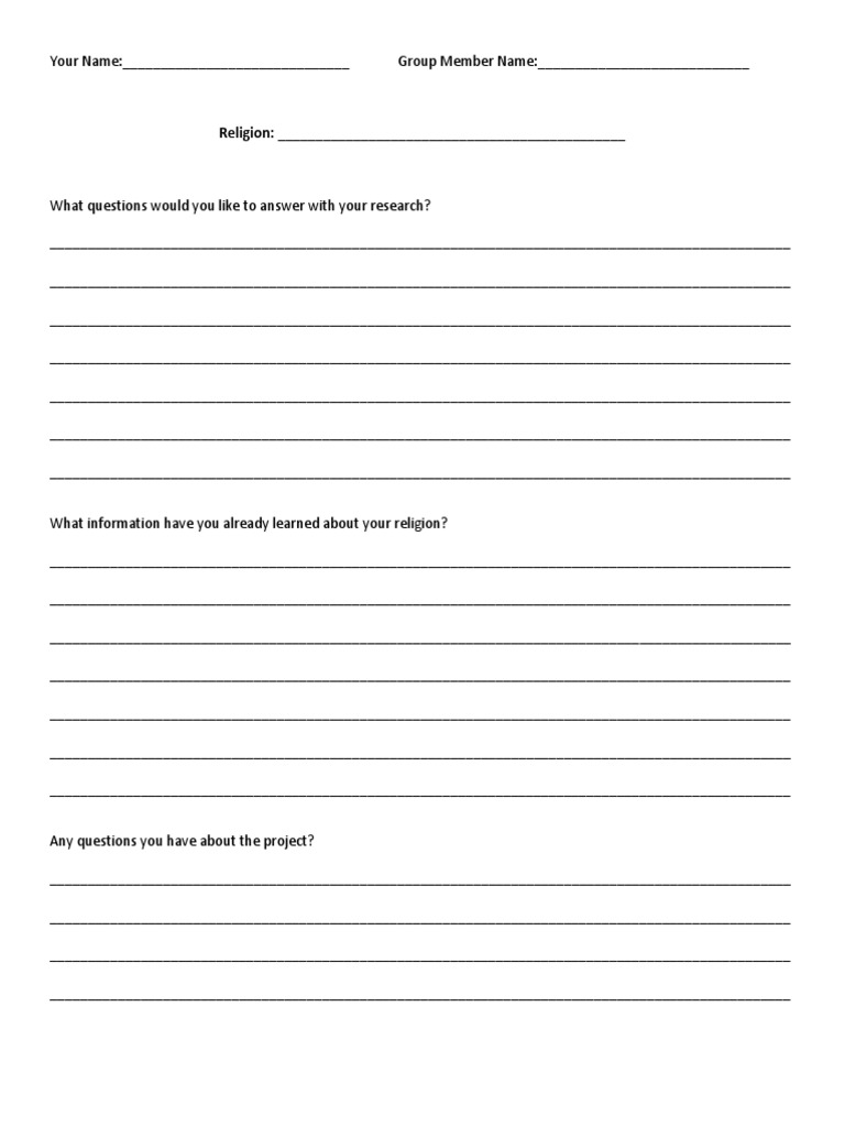 Religion Research Project Template | PDF