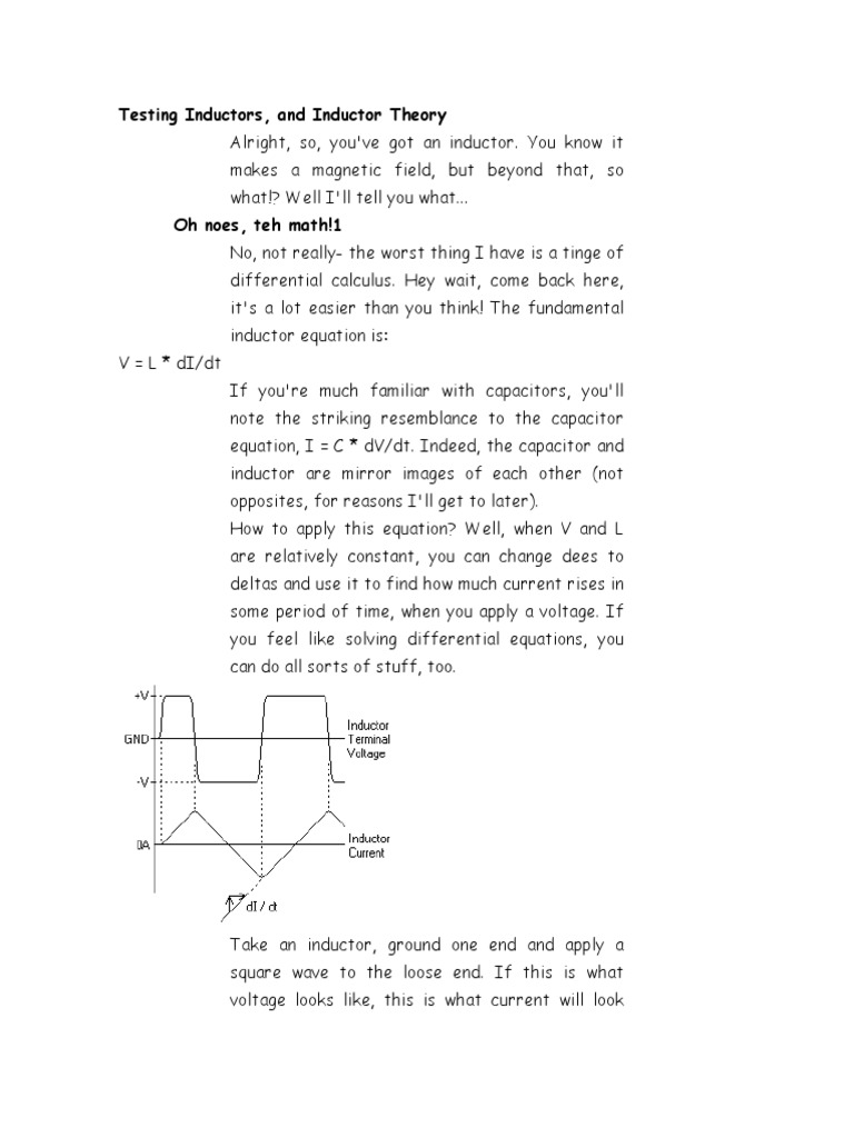 Testing Inductors, and Inductor Theory | Download Free PDF | Inductance ...