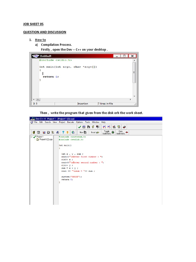 How To A) Compilation Process. Firstly, Open The Dev - C++ On Your ...