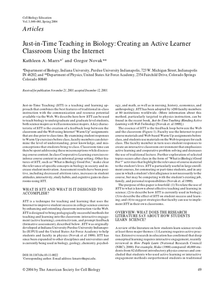5 Just in Time Teaching Internet | PDF | Science Education ...