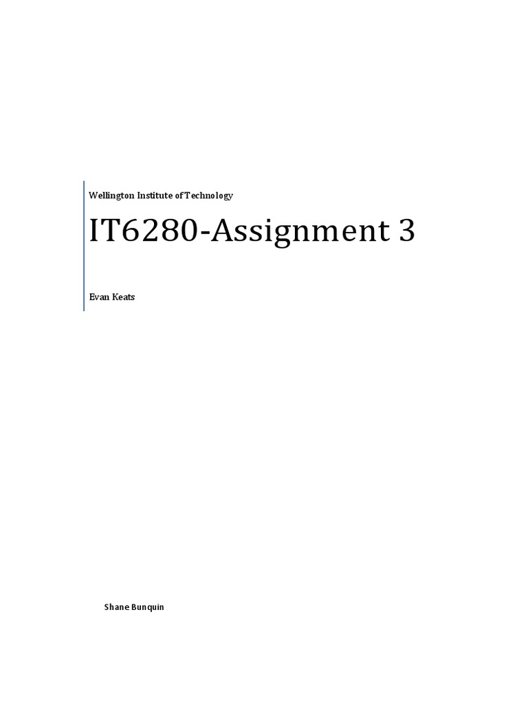 IT6280-Assignment 3: Wellington Institute of Technology | PDF ...
