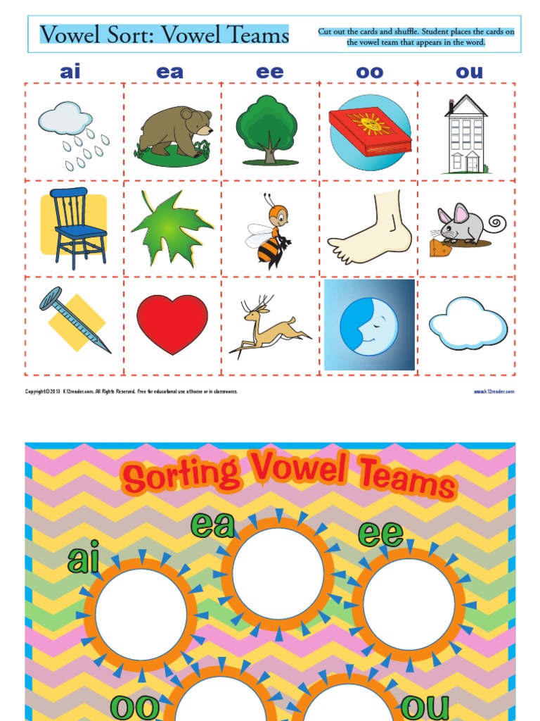 Vowel Sort Vowel Teams | PDF
