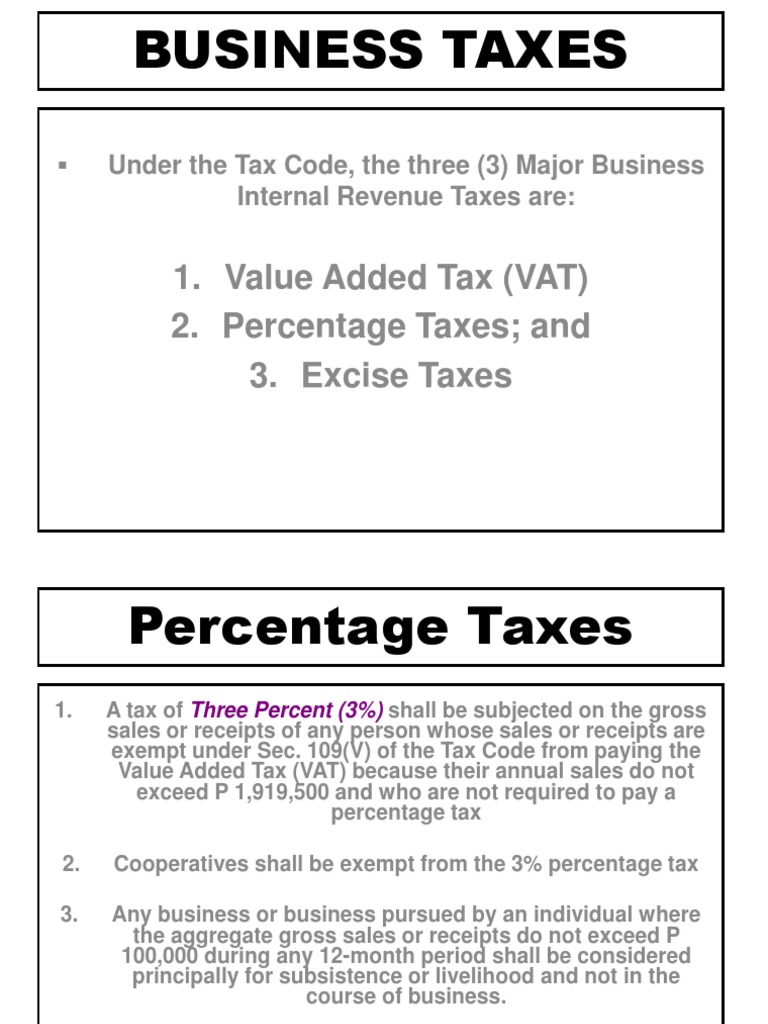 TAX Percentage Tax | PDF | Insurance | Value Added Tax
