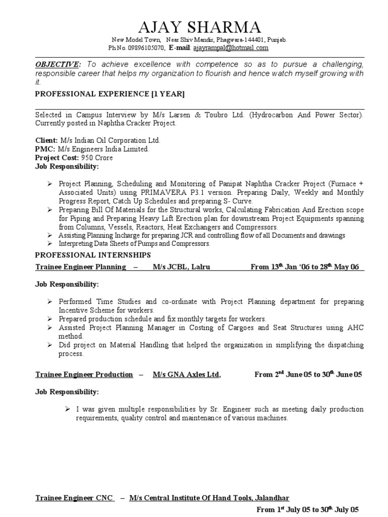 Ajay Sharma - Resume | PDF | Numerical Control | Engineering