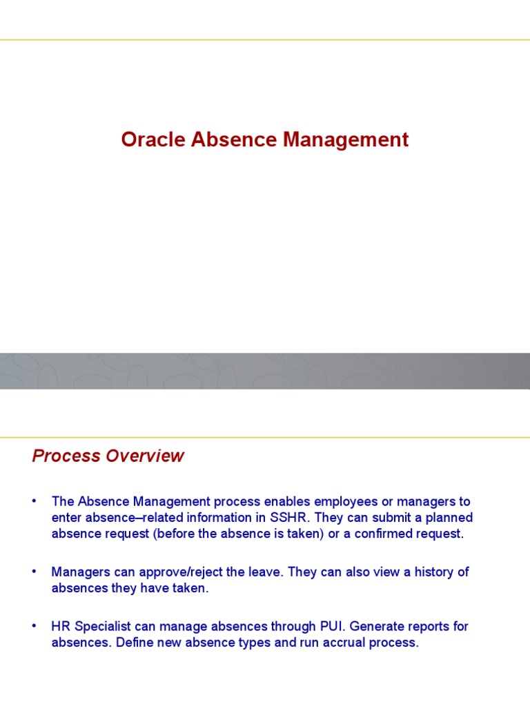 Oracle Absence Management | Download Free PDF | Accrual | Human ...